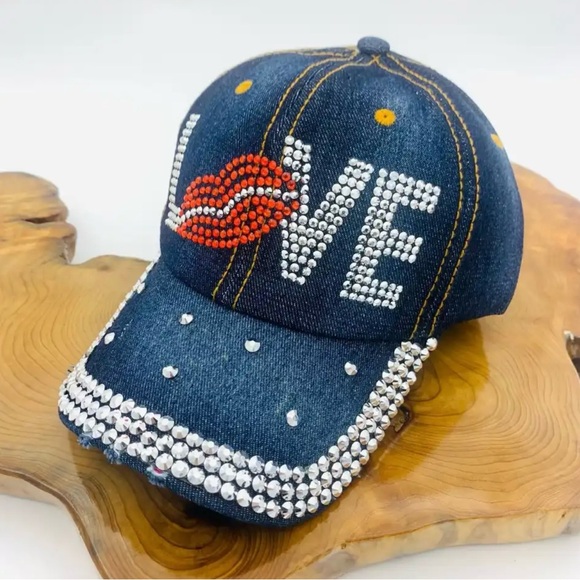 Accessories | New Butterfly Denim Cap Rhinestone Lip Print Love Letter ...
